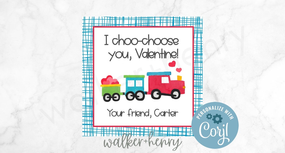 EDITABLE Train Valentine's Card, Choo-choose You Treat Tag, Favor Tag ...
