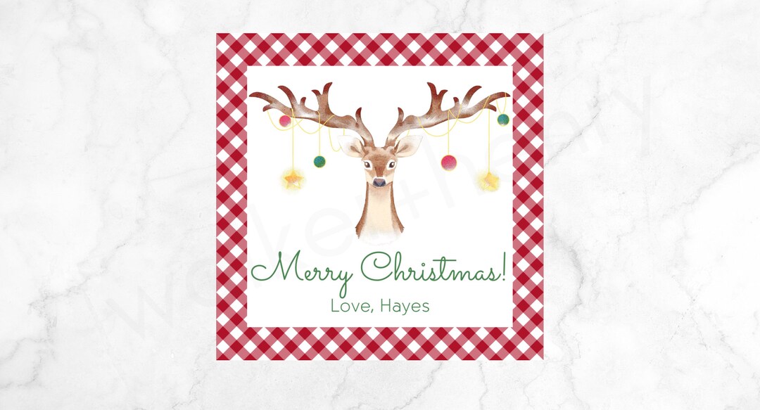 Printable Personalized/ Custom Christmas Tag - Deer Gift Tag - Kids ...