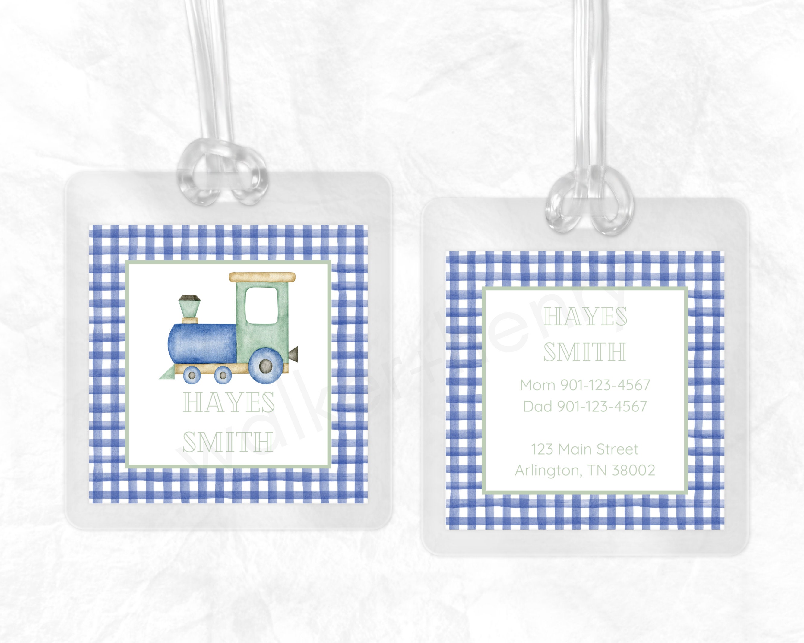 Laminated Train Bag Tag for School Backpack, Diaper Bag, Church Nursery ...