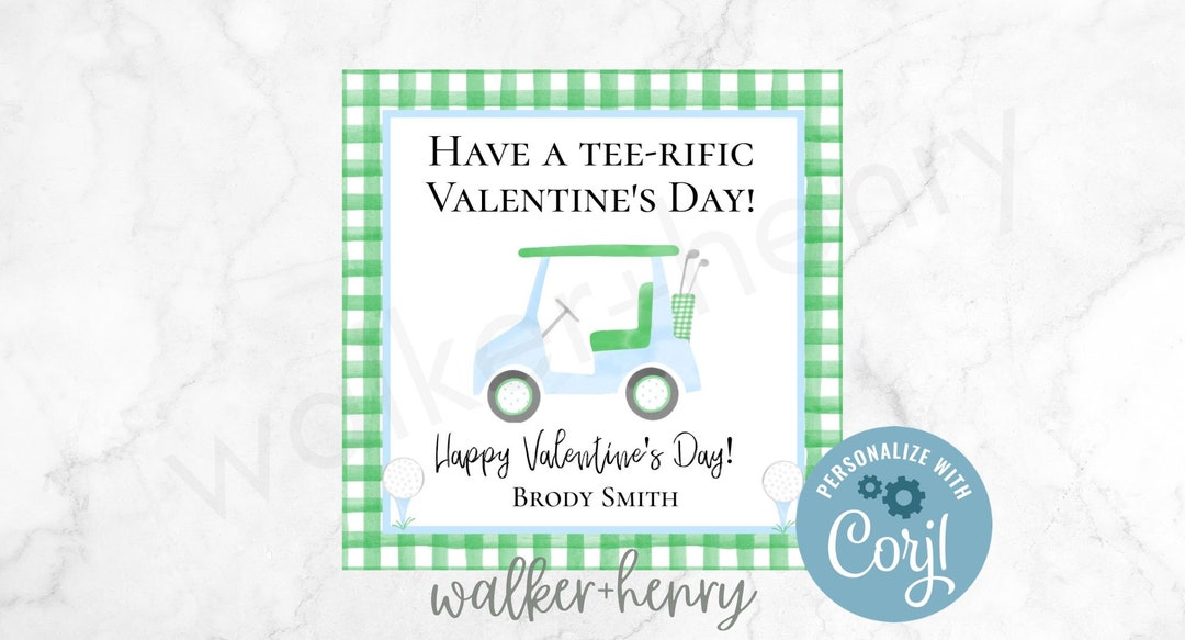 EDITABLE Tee-rific Golf Valentine's Card, Golf Treat Tag, Favor Tag ...