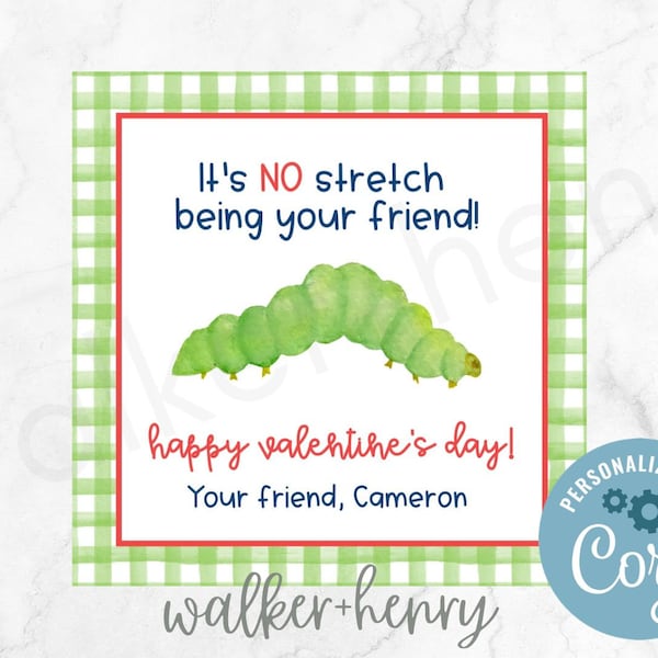 Caterpillar Valentine Card - Etsy