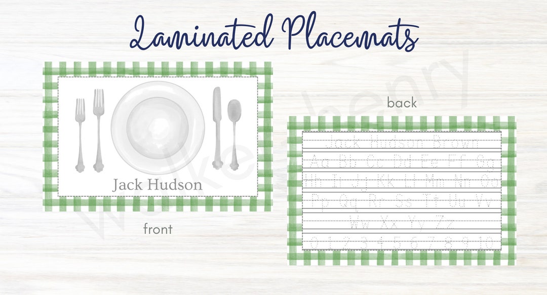 Personalized Gingham (choose Your Color!) Laminated Placemat, Craft Mat ...