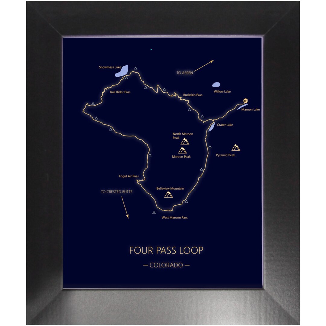 Four Pass Loop Framed Backcountry Map - Etsy