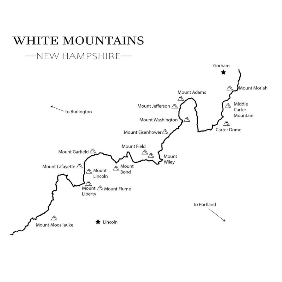 White Mountains Map 8x10 Poster - Etsy