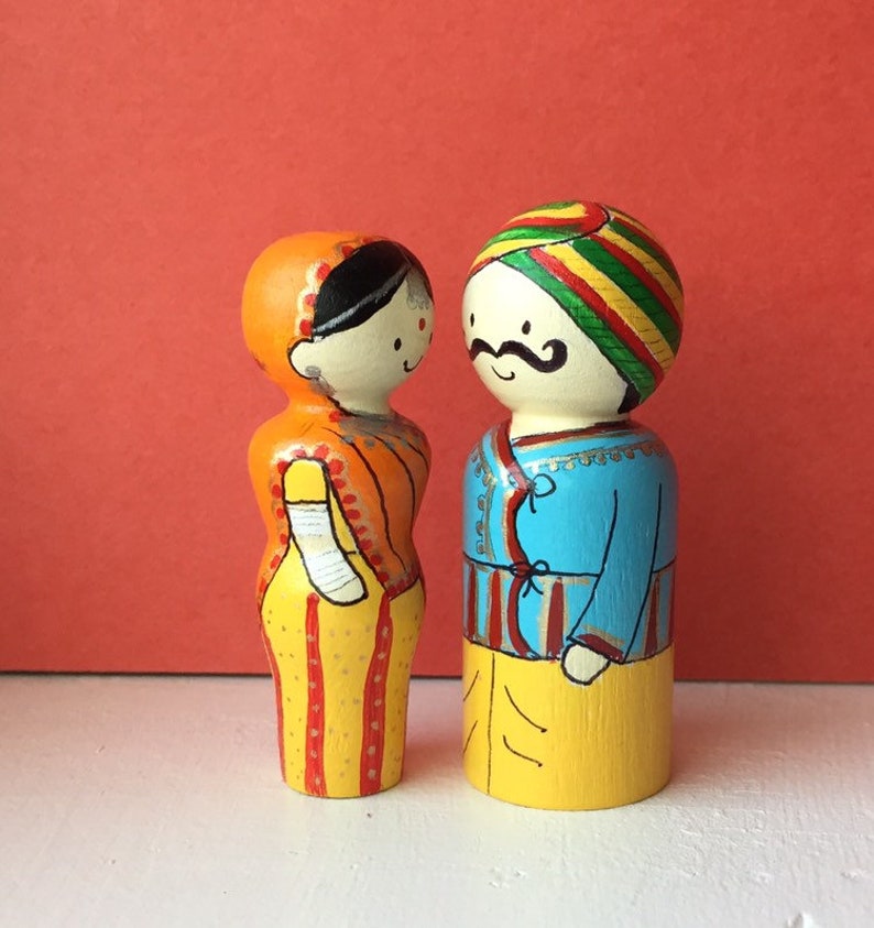 Hand Painted Wooden Dolls/ Rajasthani Dools/ Indian - Etsy Denmark