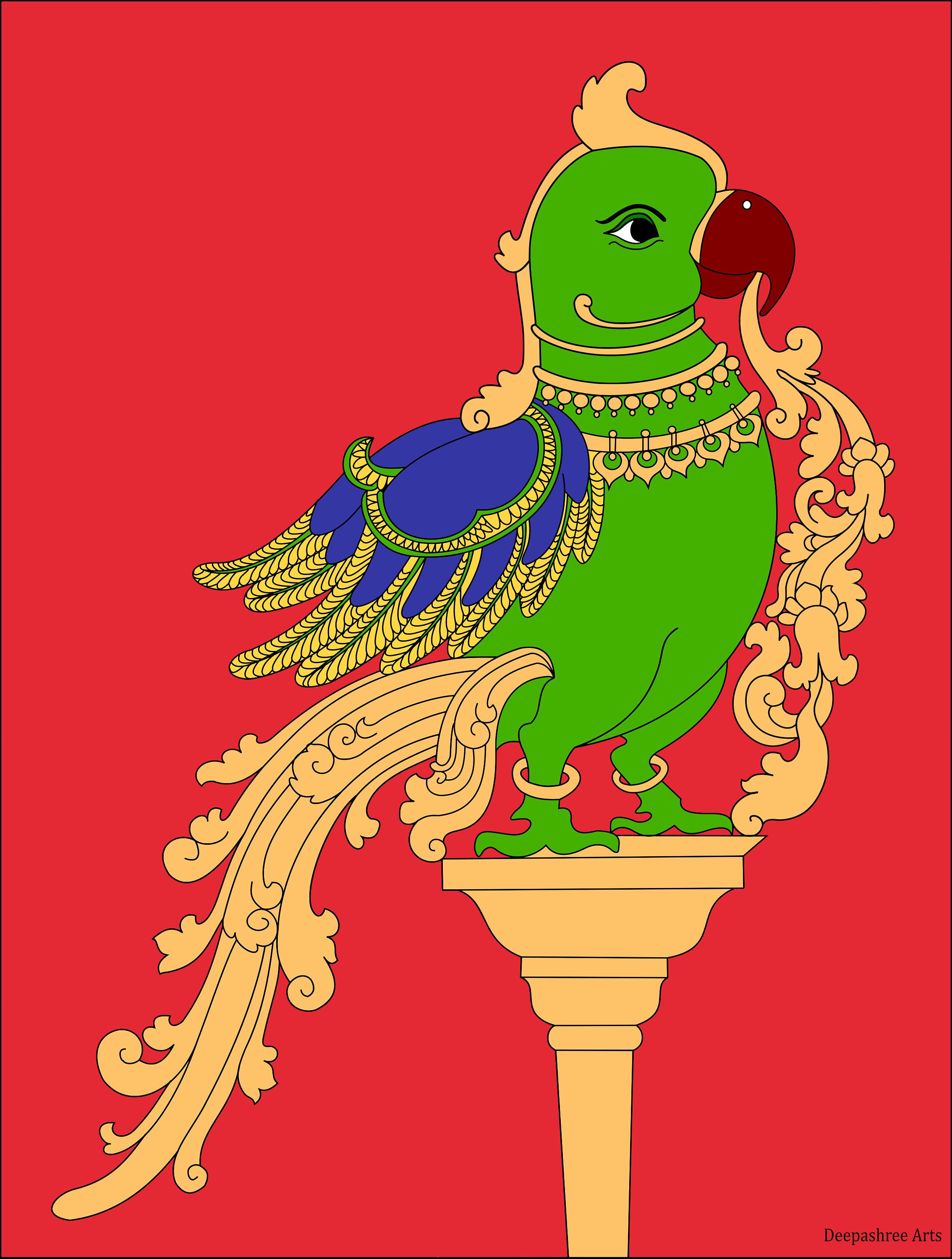Tanjore Art / Digital Tanjore Art/ Peacock Tanjore Art/ Parrot - Etsy