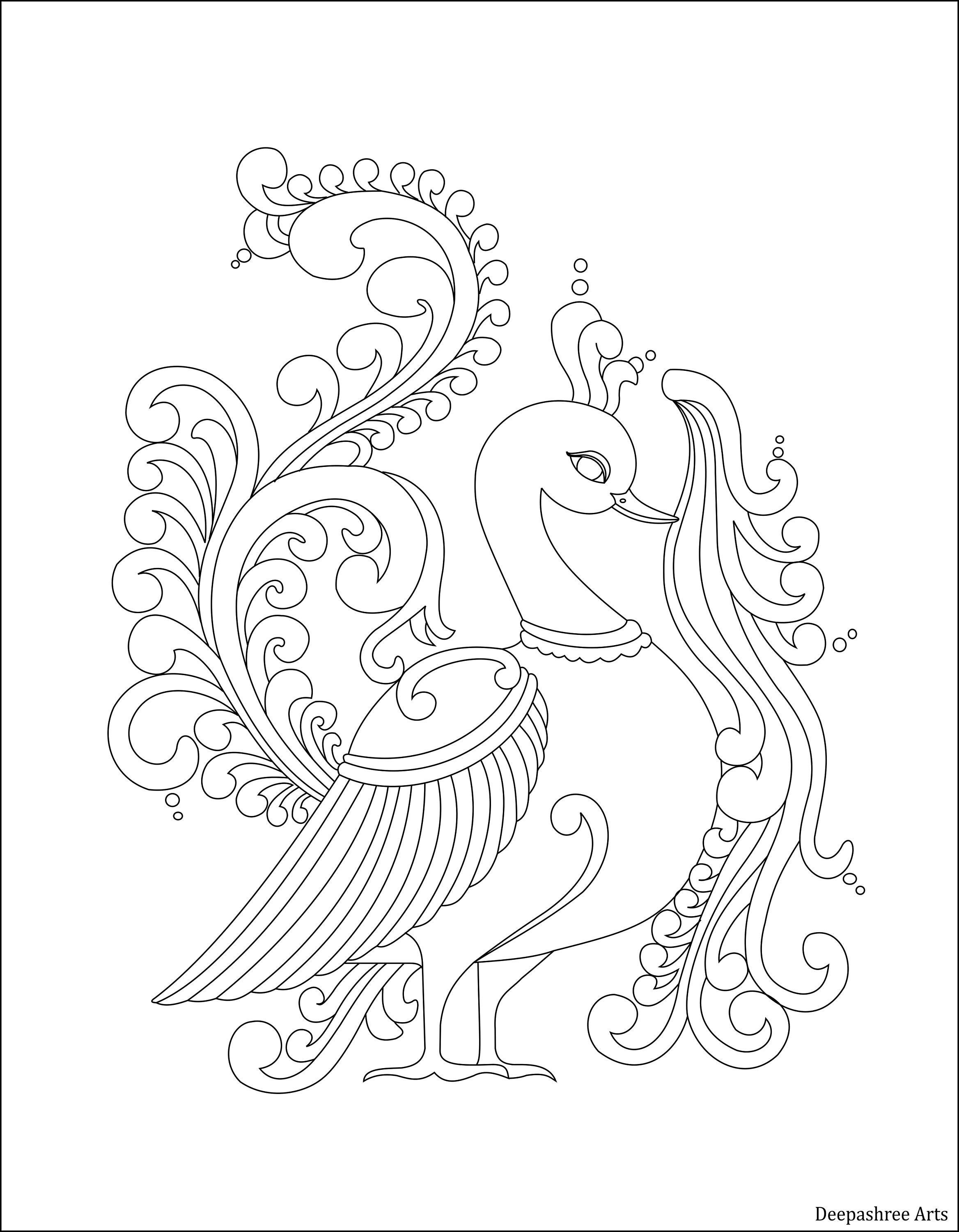 Buy Tanjore Art Coloring Pages/ Digital Tanjore Art/ Peacock Tanjore ...