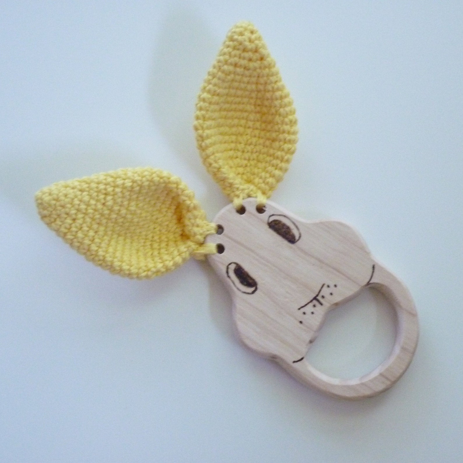 Rabbit Teething Ring / Crochet Rattle Rabbit Bunny / Cute Teether ...