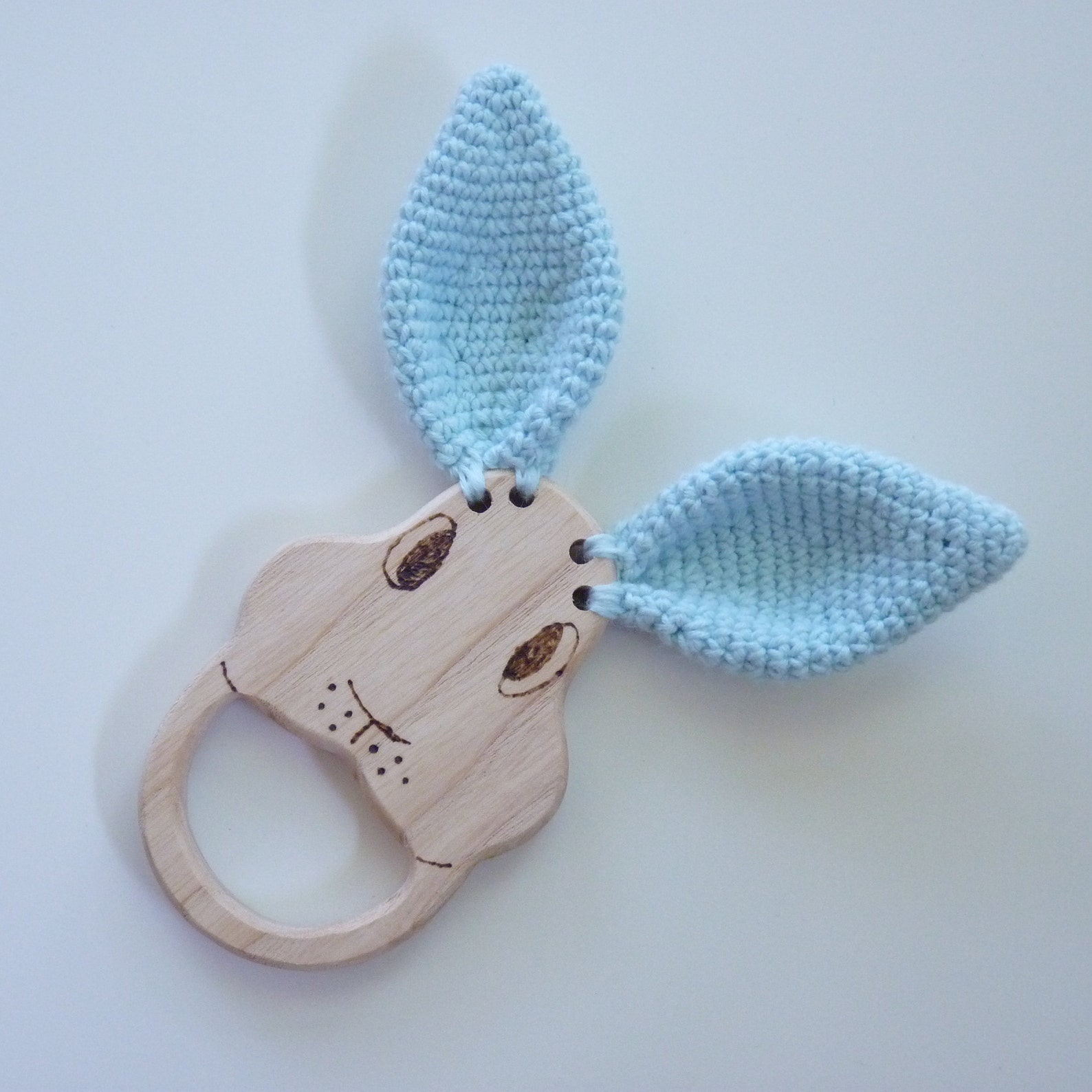 Rabbit Teething Ring / Crochet Rattle Rabbit Bunny / Cute Teether ...