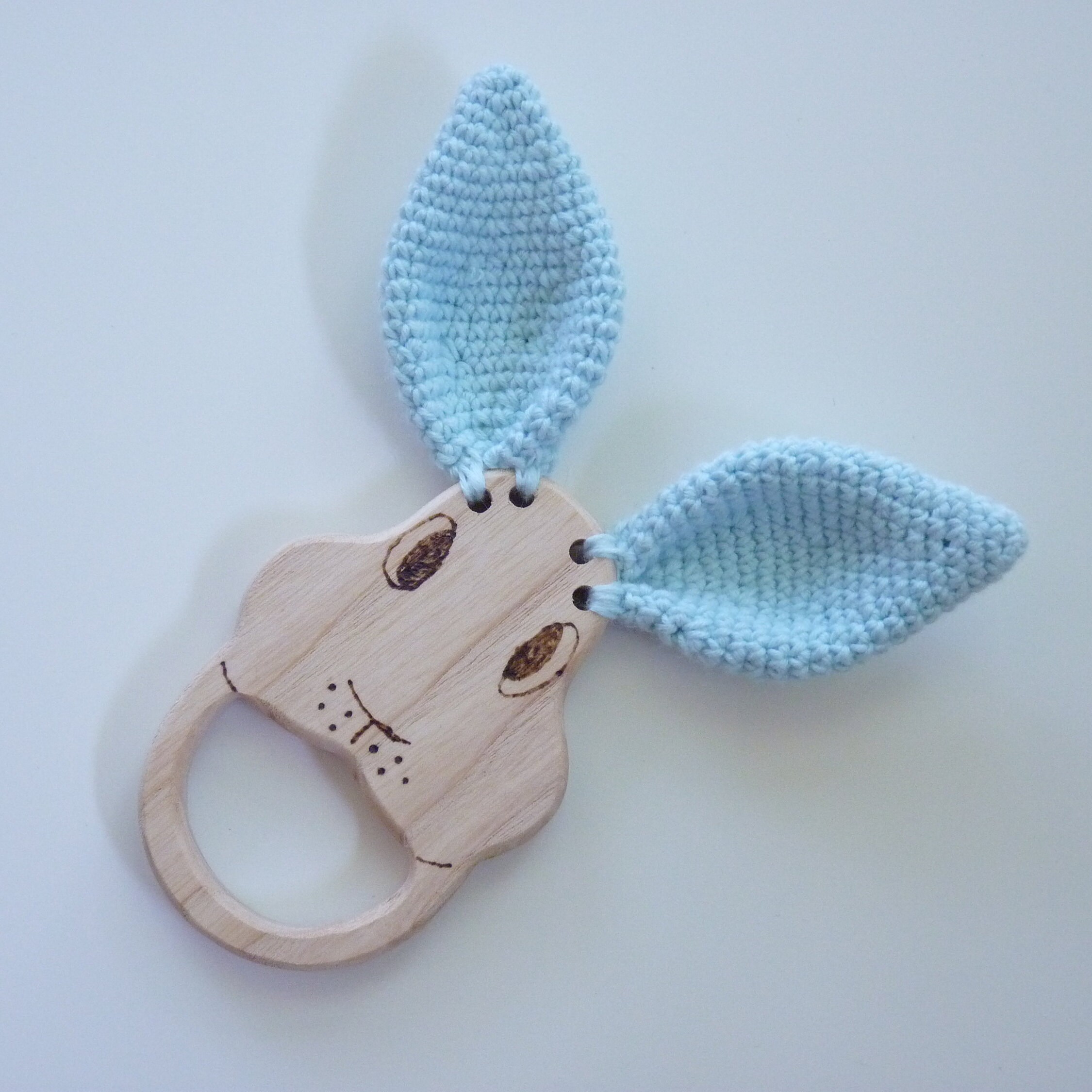 Rabbit Teething Ring / Crochet Rattle Rabbit Bunny / Cute Teether / Chewing Bunny Toy / Rabbit ...