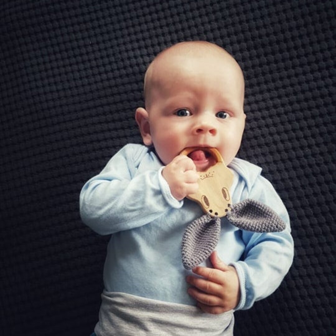 Rabbit Teething Ring / Crochet Rattle Rabbit Bunny / Cute Teether ...