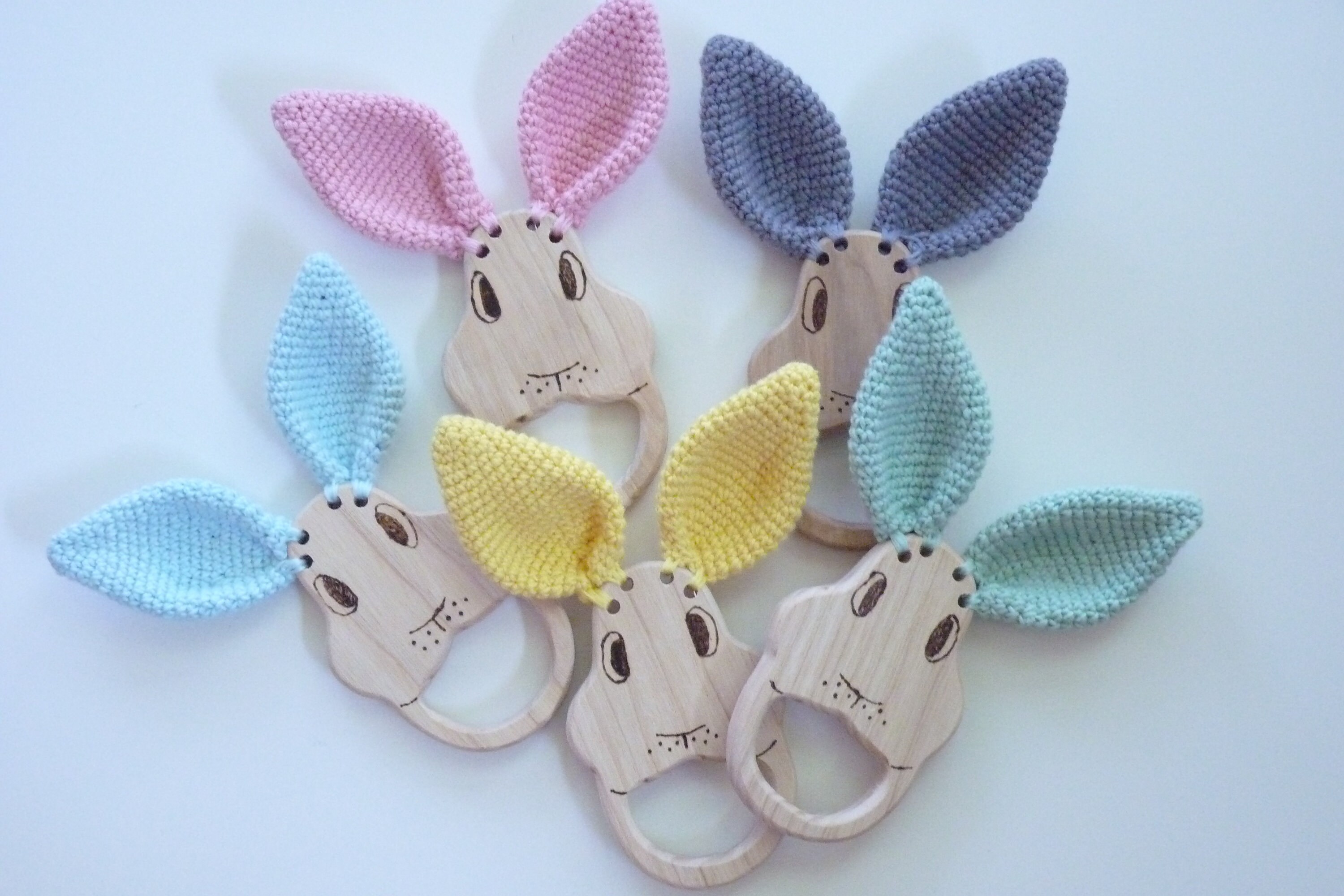 Rabbit Teething Ring / Crochet Rattle Rabbit Bunny / Cute Teether ...