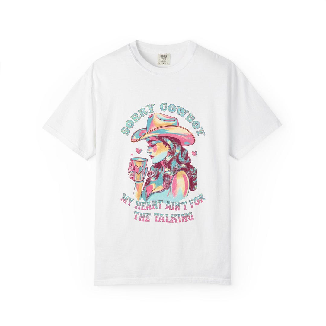 Sorry Cowboy Cowgirl Illustration T-shirt | Retro Pastel Western Coffee ...