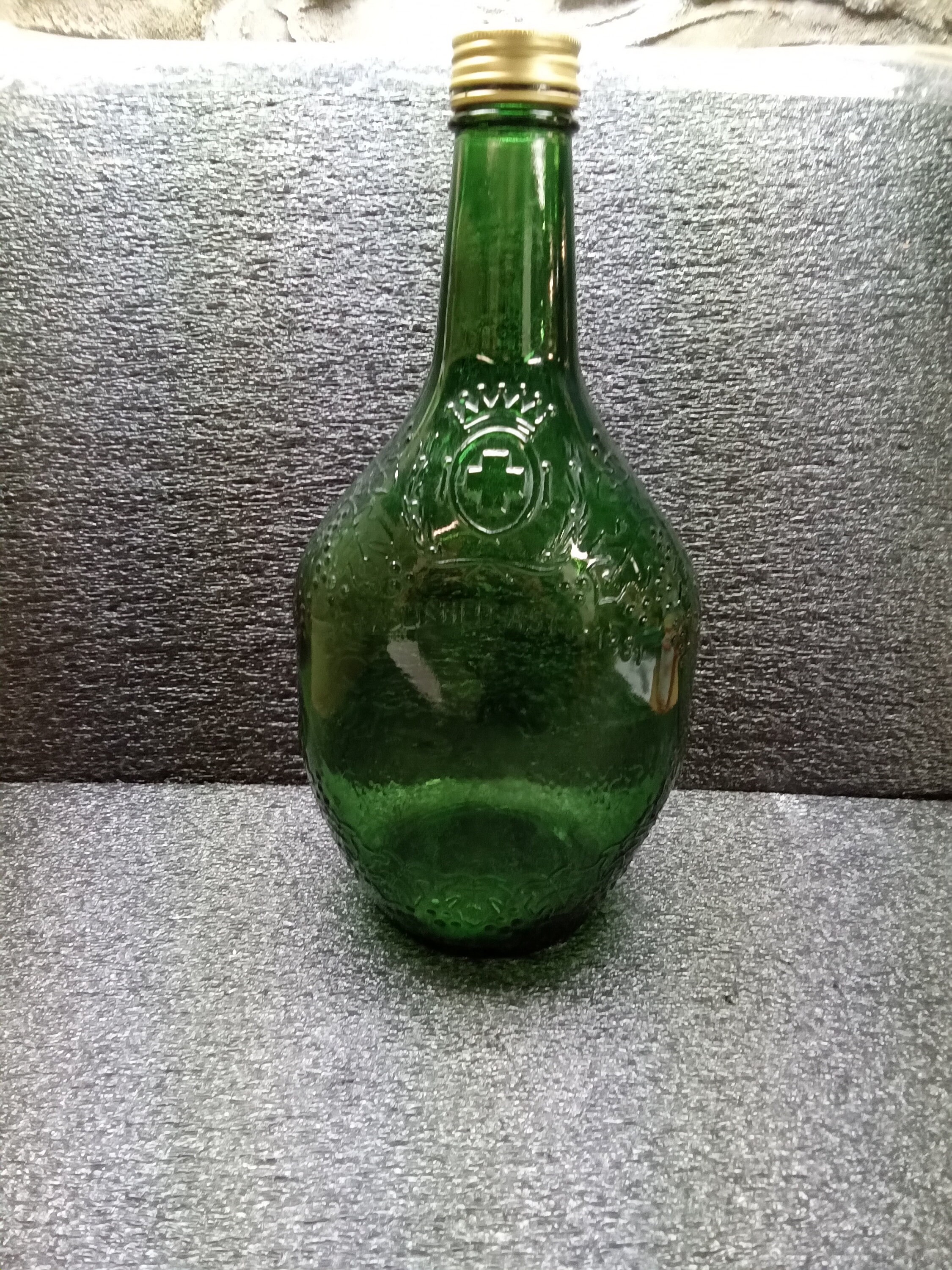 Vintage Green Glass Wine Bottle - Etsy