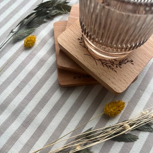 Custom Wooden Personalized Coasters Gift Set for Her | Engraved ...