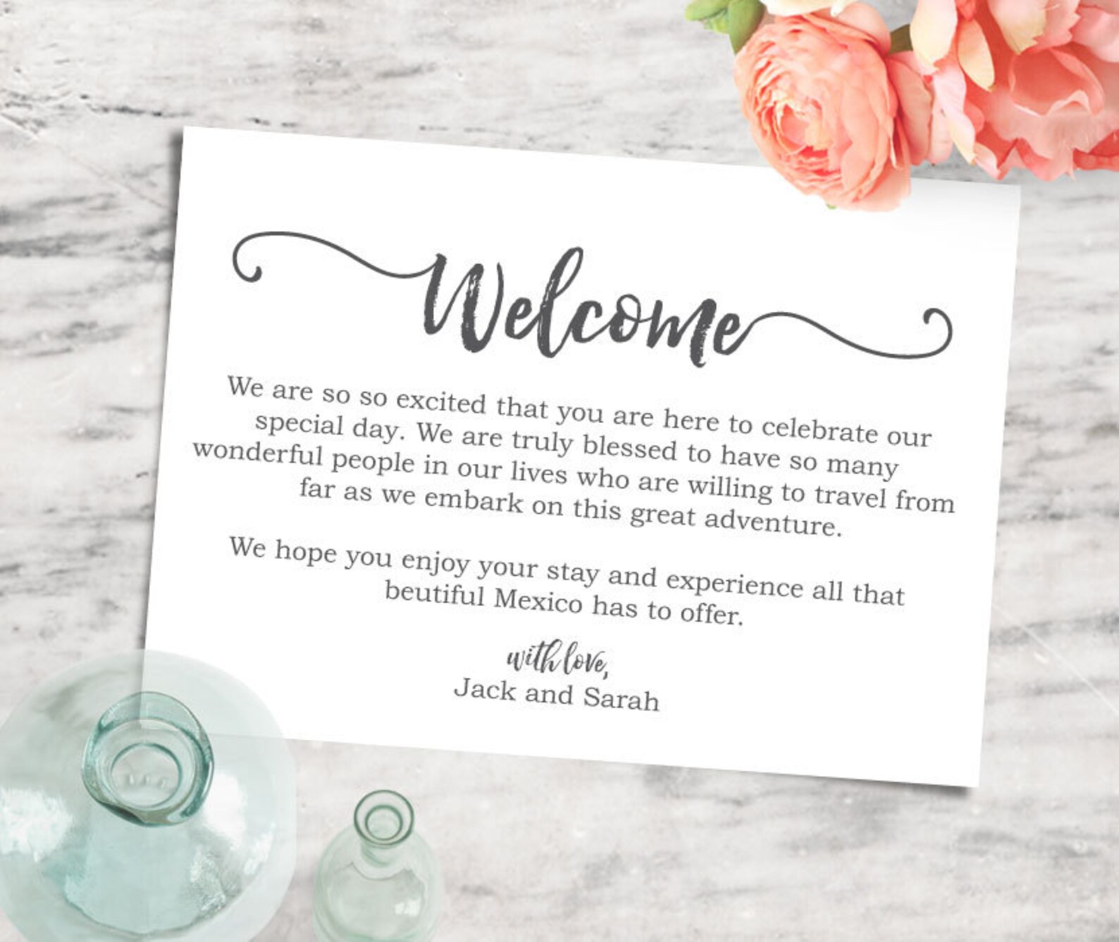 Printable Editable 5x7 Welcome Note Destination Wedding | Etsy