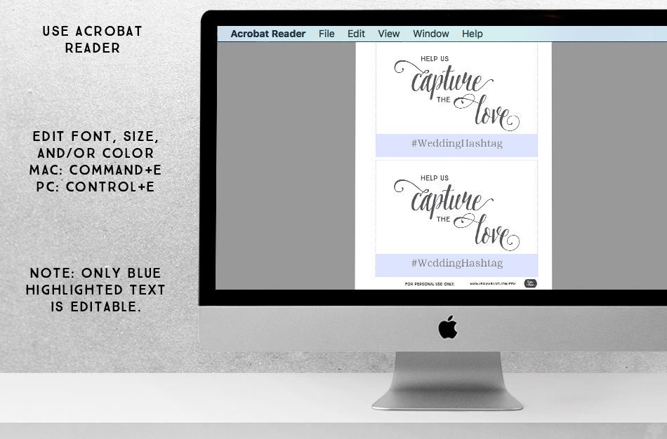 Printable Capture the Love Signage Wedding Hashtag Sign - Etsy