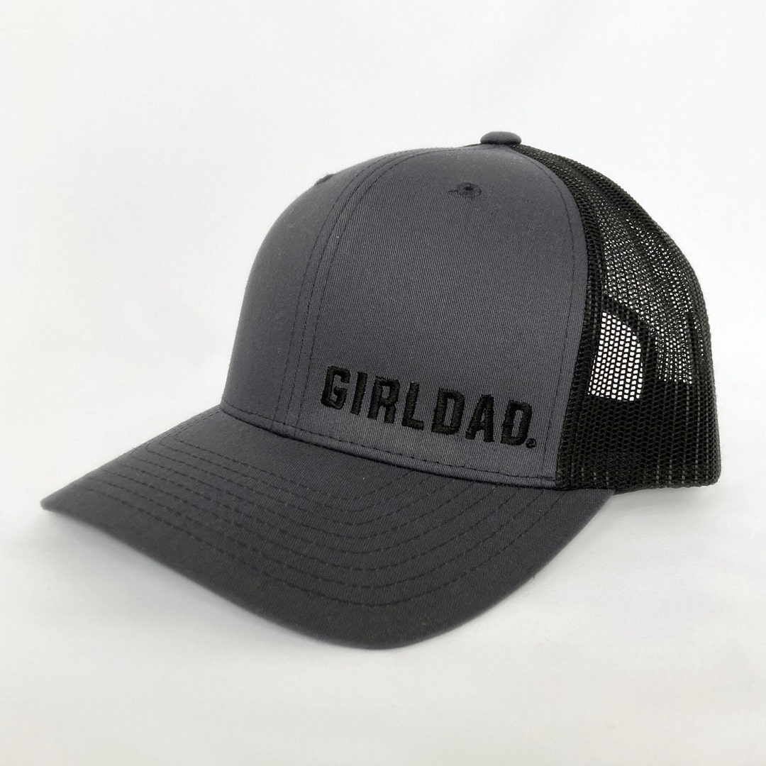 Girldad® Embroidered Trucker Hat, Charcoal Black With Black Offset Logo - Etsy
