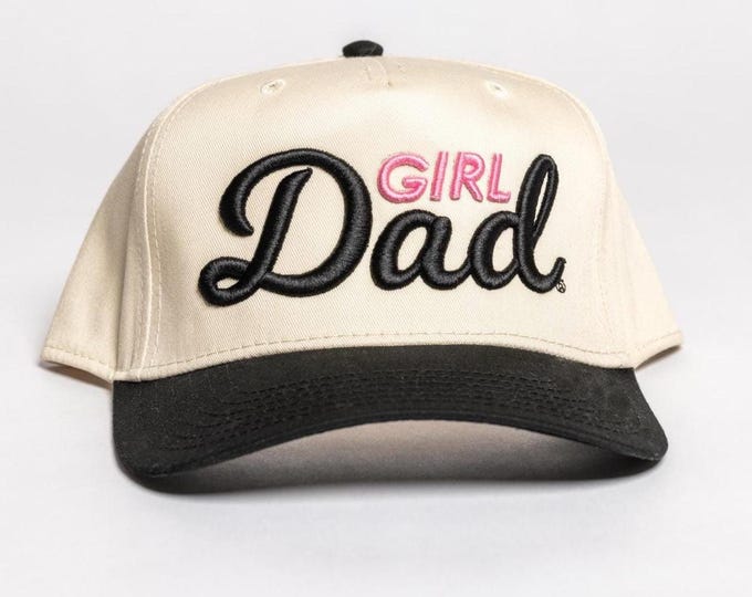 Girldad® 3D Puff Embroidered Classic Pink Natural/black Baseball Cap ...