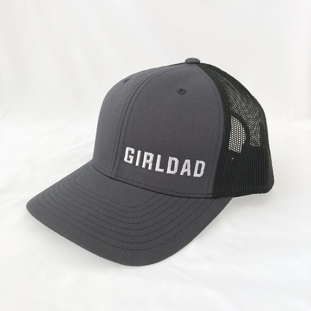 Girldad® Embroidered Trucker Hat, Charcoal & Black With White Offset ...
