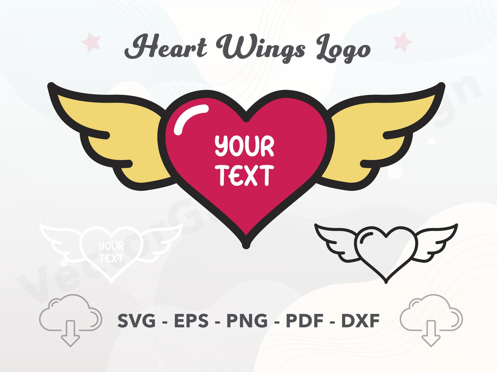 Heart Wings Svg, Heart SVG, Hearth Logo , Valentine Heart Svg, Heart ...