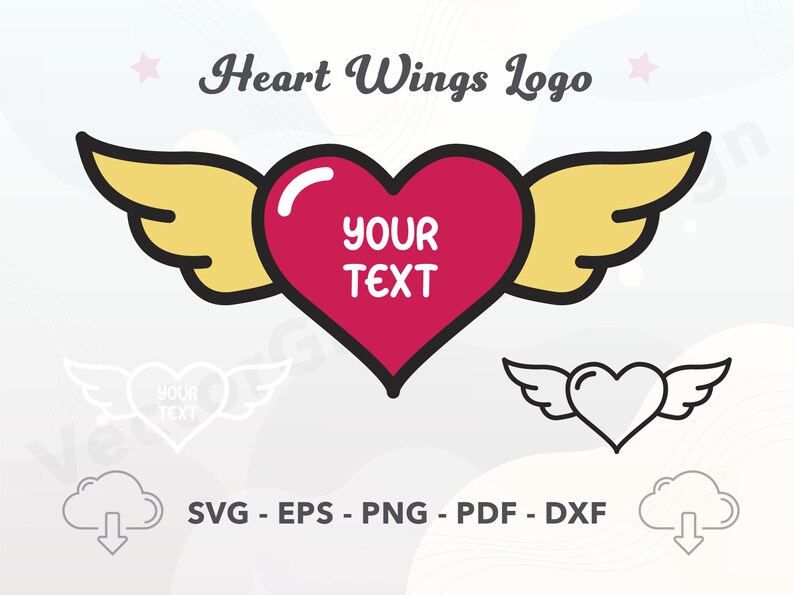 Heart Wings Svg, Heart SVG, Hearth Logo , Valentine Heart Svg, Heart ...