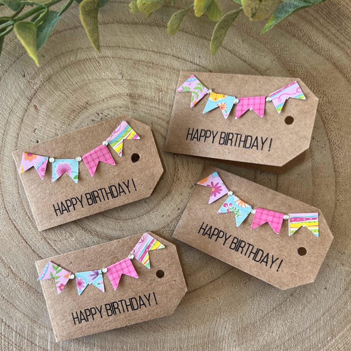 Set of 4 Birthday Banner Gift Tags, Gift Tags for Her, Present Tag for ...
