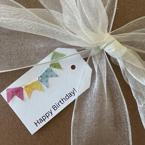 Happy Birthday Banner Gift Tag, Handmade Birthday Gift Tag, Banner Gift ...
