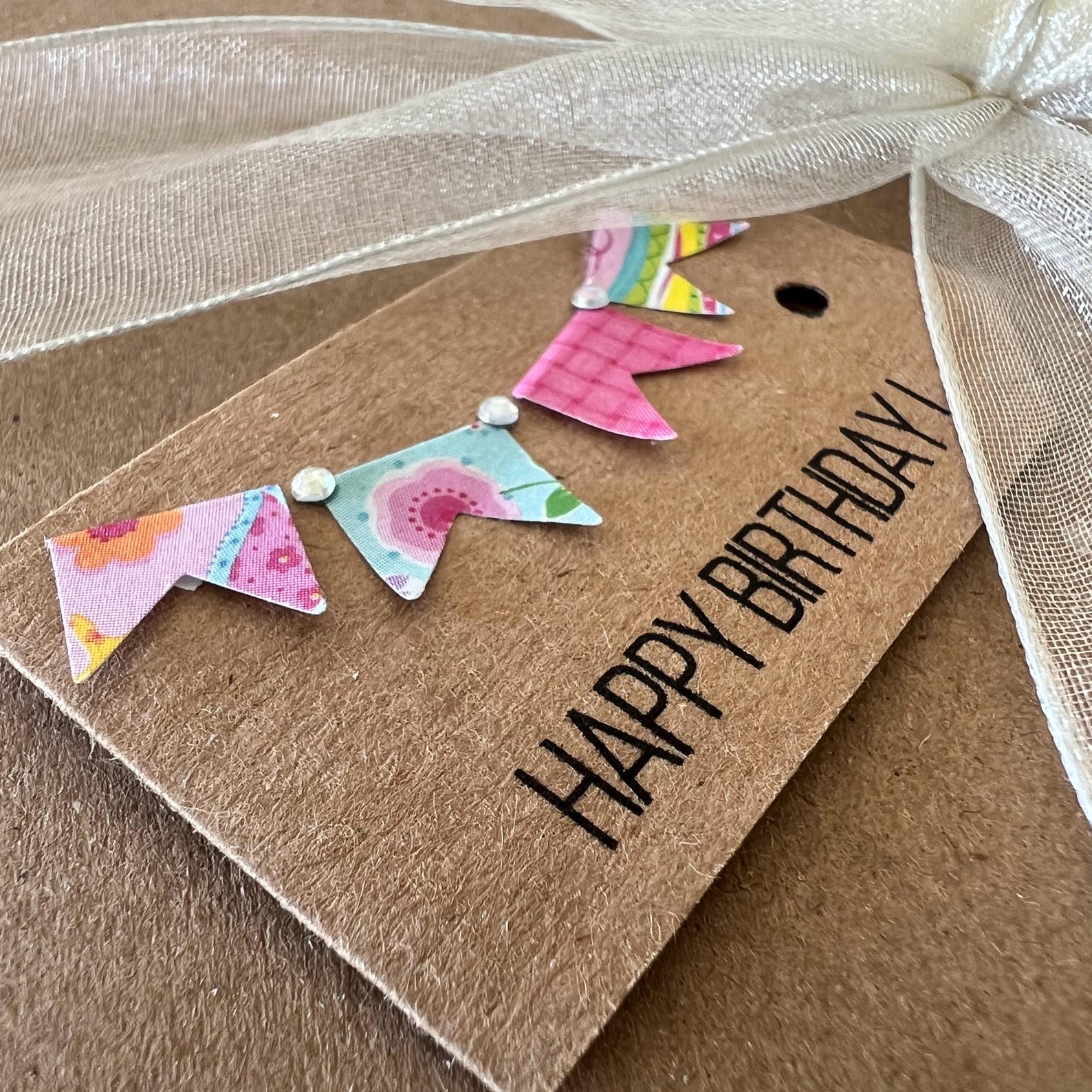 Set of 4 Birthday Banner Gift Tags, Gift Tags for Her, Present Tag for ...