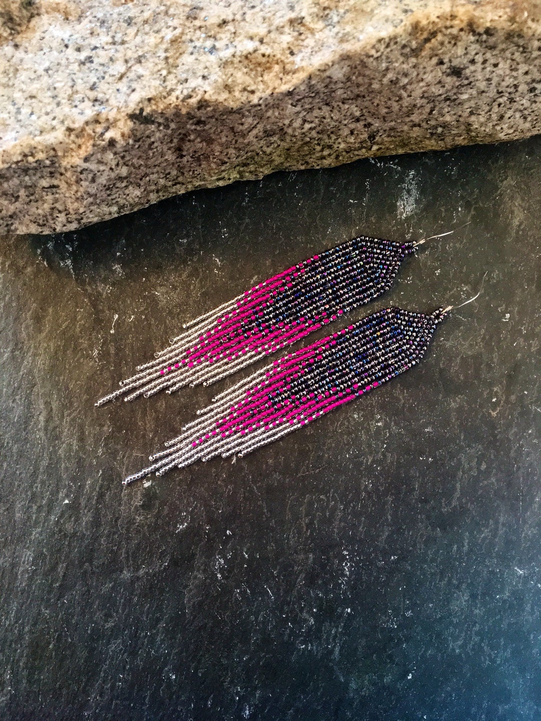 Long Native American Style Beaded Duster Glass Seed Bead Fringe ...
