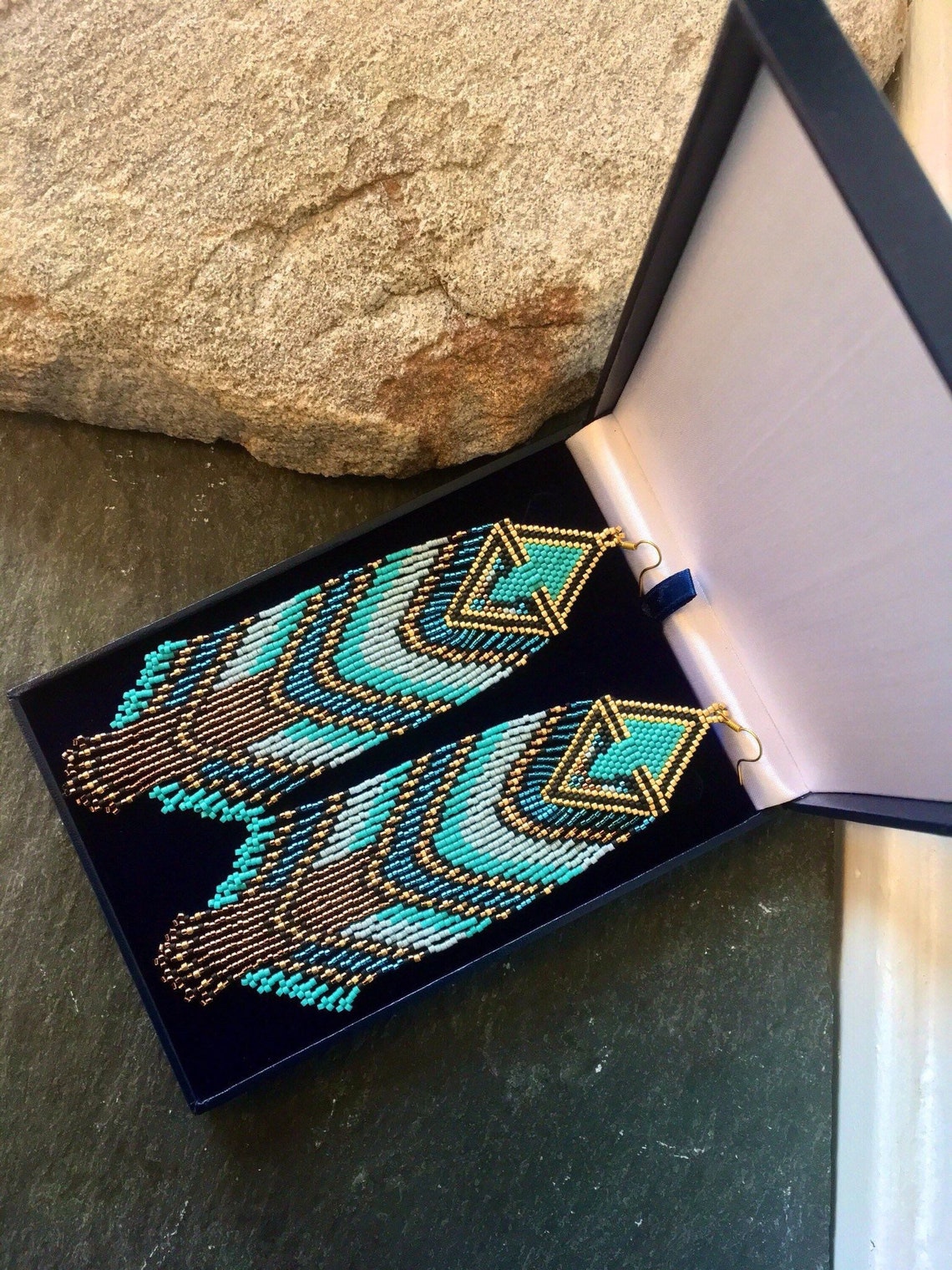 Luxury Birthday Gift for Her Turquoise Gold Blue Zircon Brown | Etsy