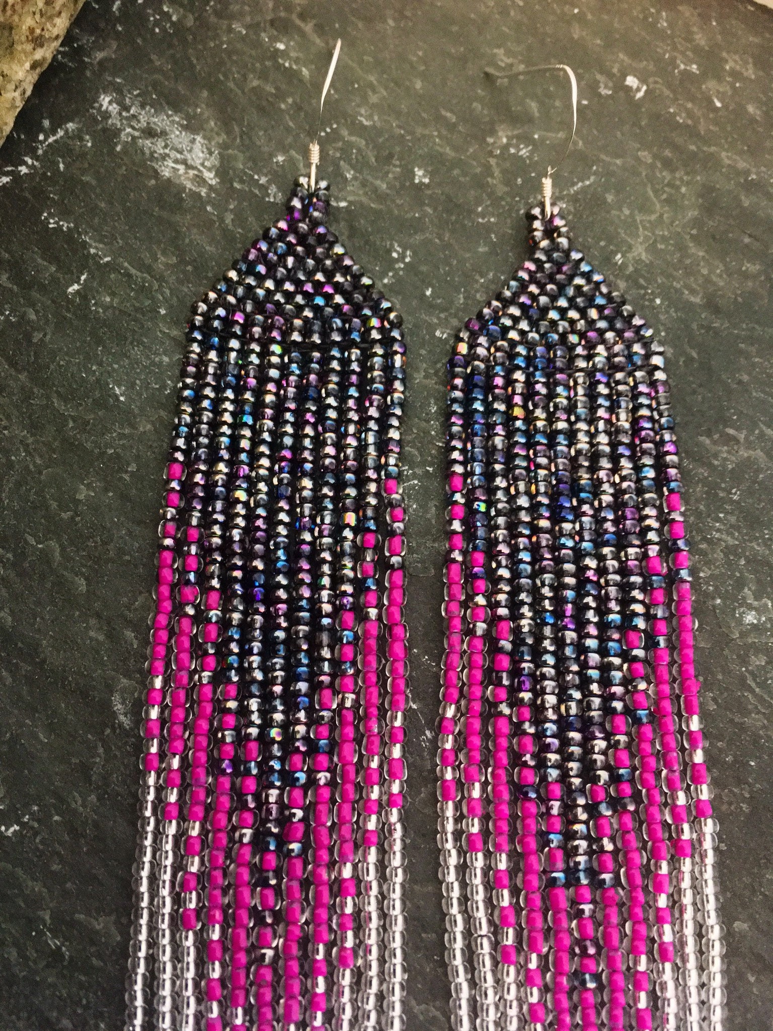 Long Native American Style Beaded Duster Glass Seed Bead Fringe ...