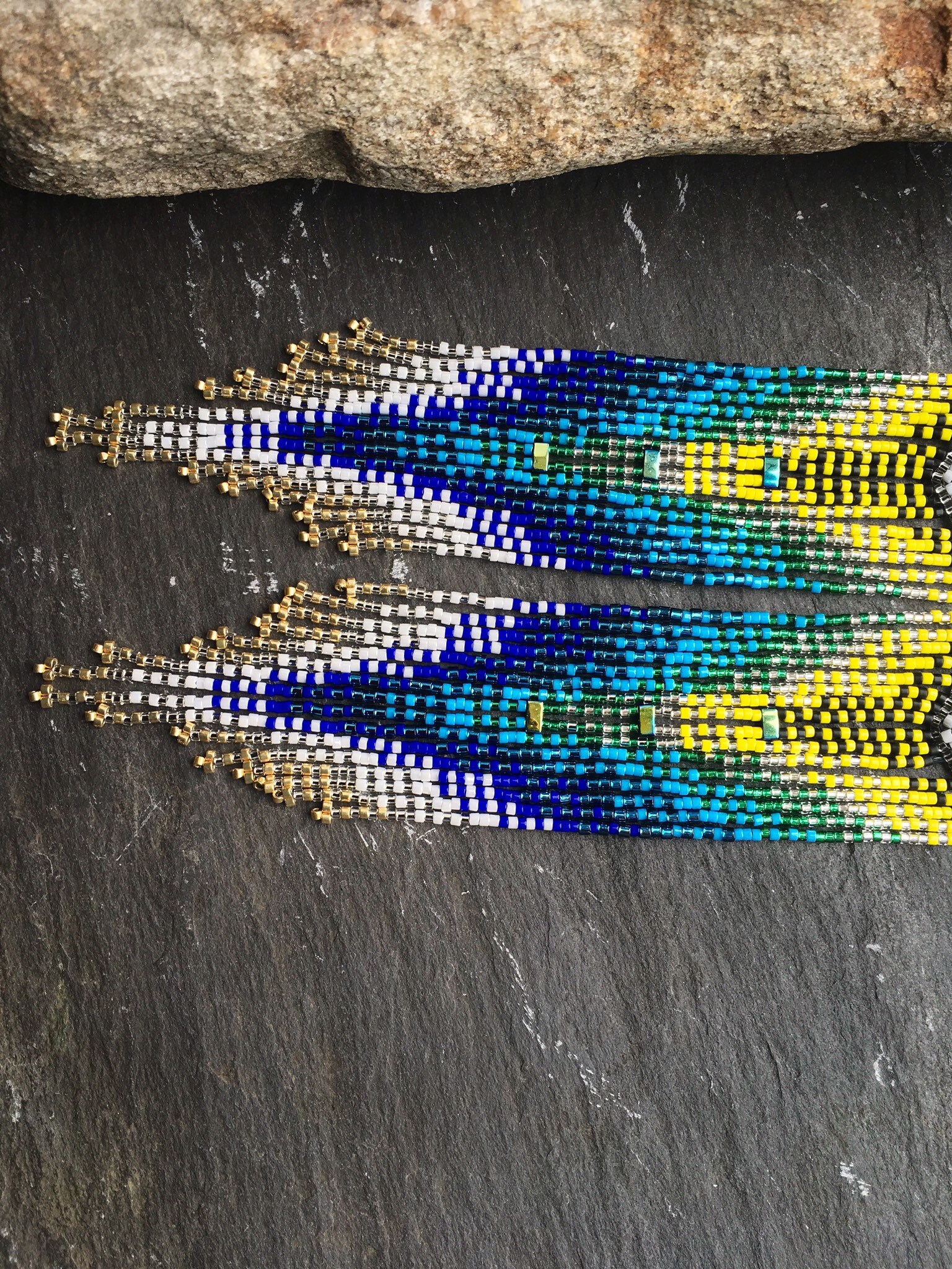 Luxury South Western Native American Style Beaded Duster Brass Glass ...