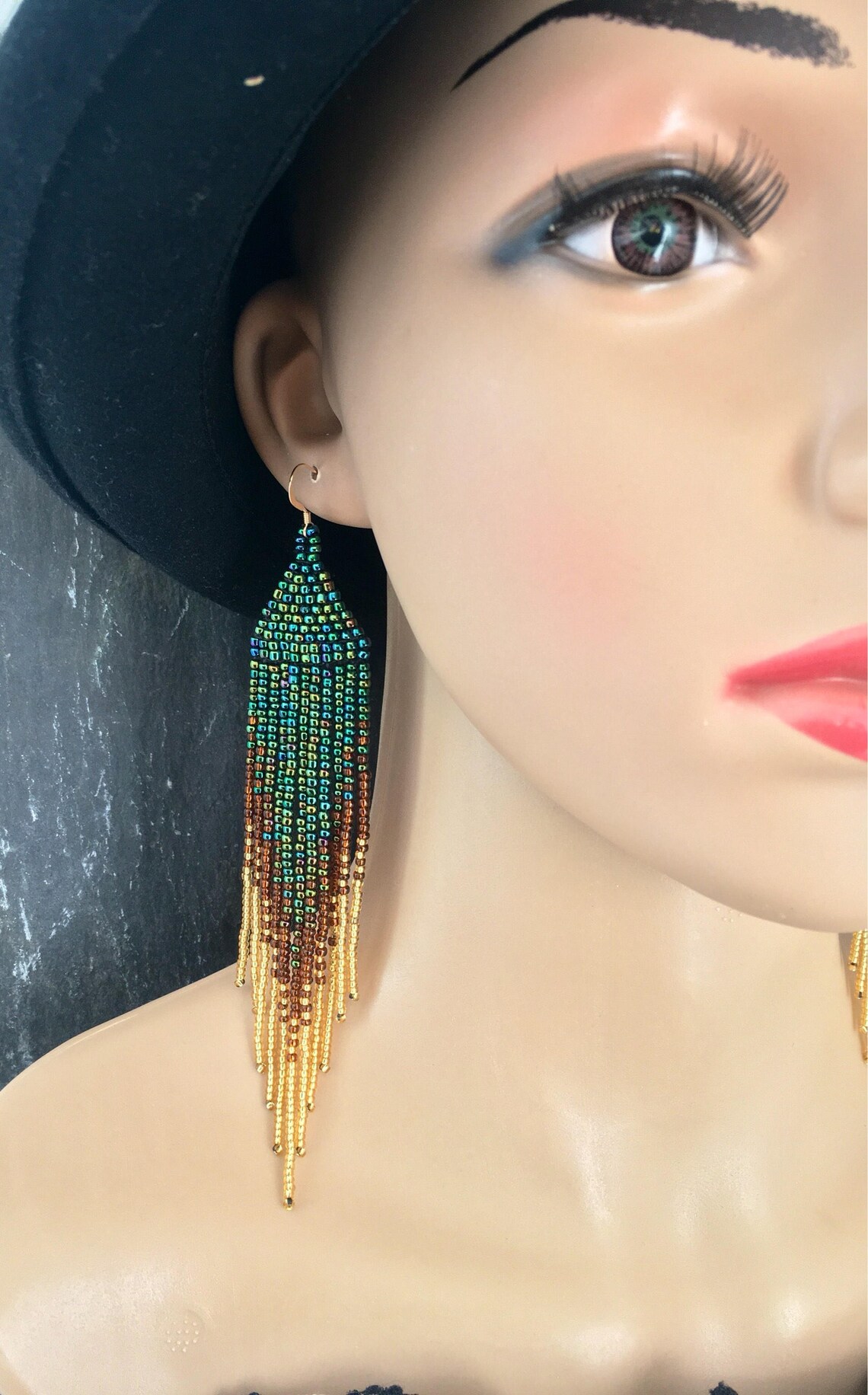 Long Native American Inspired Beaded Shoulder Dusters Glass - Etsy