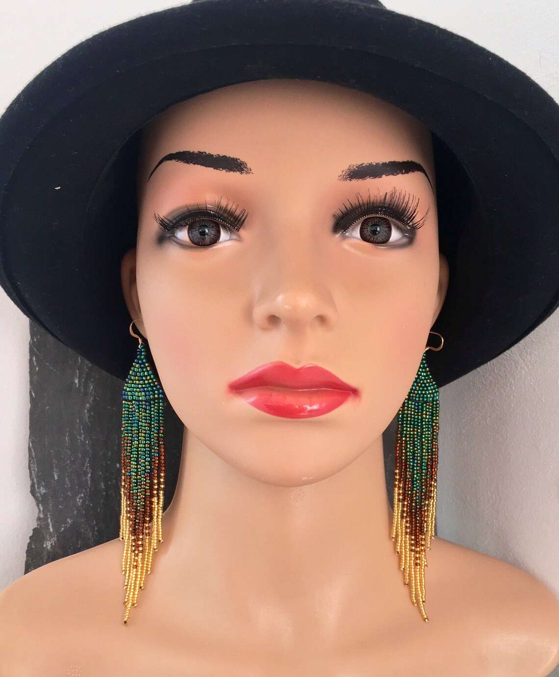 Long Native American Inspired Beaded Shoulder Dusters Glass - Etsy