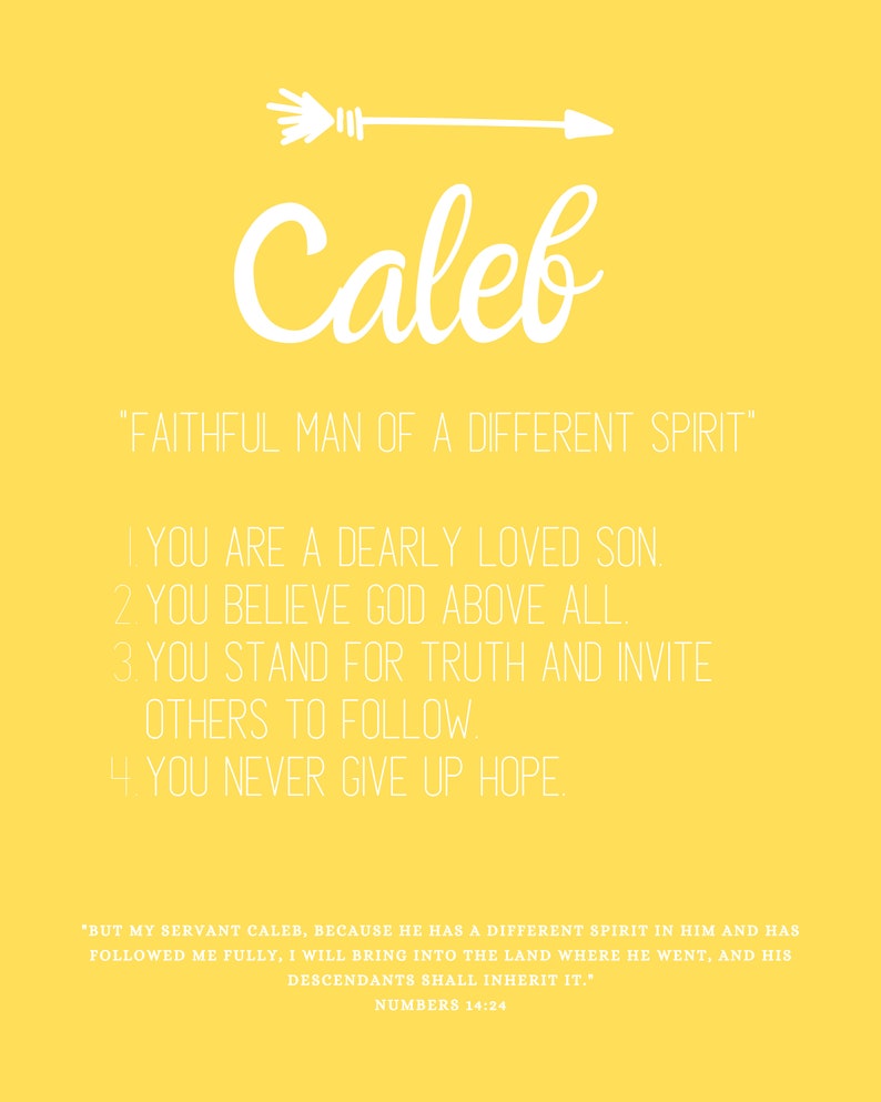 Name meaning print Caleb Personalized Baptism gift | Etsy