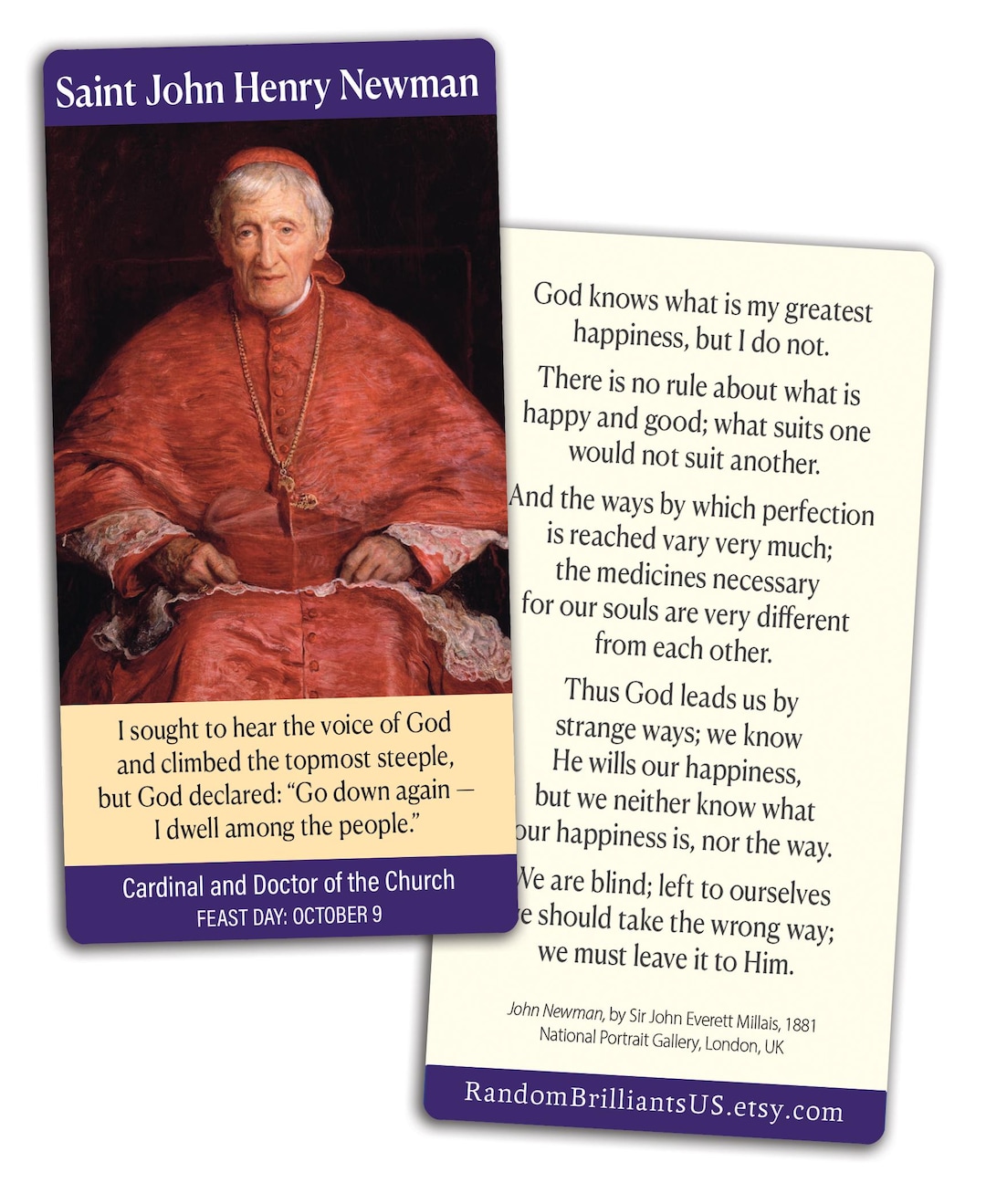 Saint John Henry Newman Prayer Card: Printable PDF (6 per Page) - Etsy