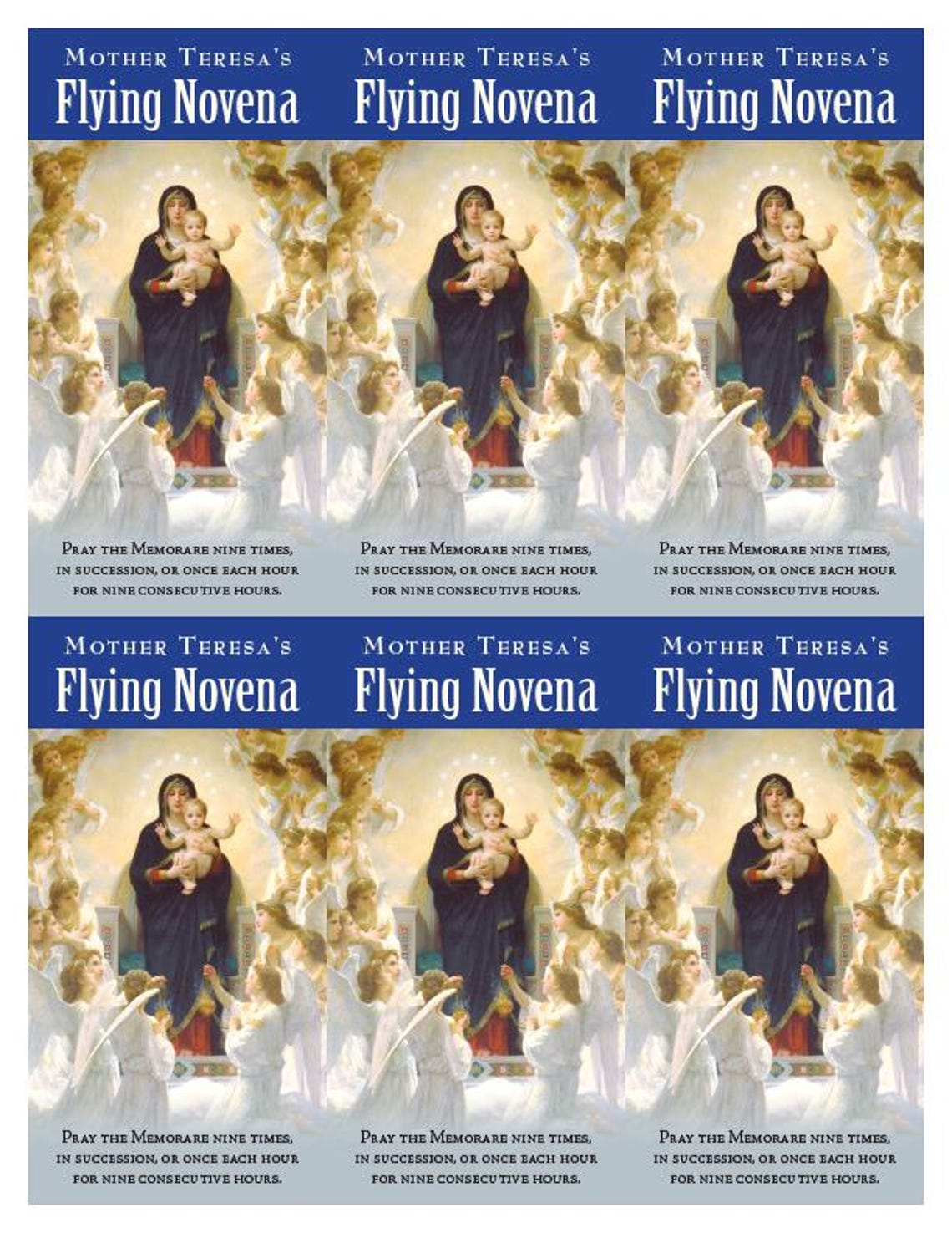 Mother Teresa Flying Novena Prayer Card: Printable PDF Download - Etsy
