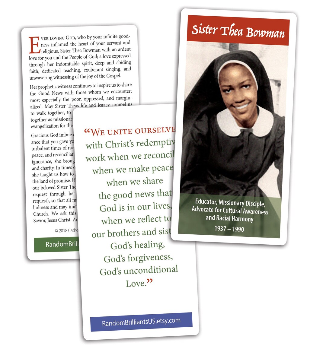 Sr. Thea Bowman Prayer Card: Printable PDF (6 per Page) - Etsy