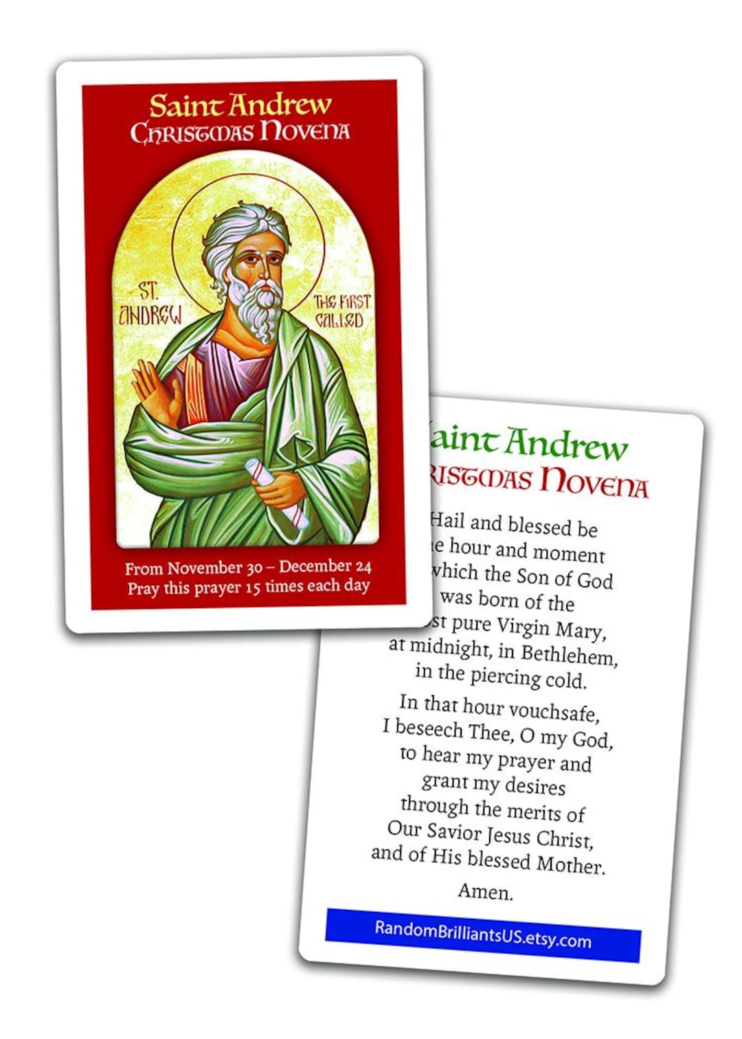 St. Andrew Christmas Novena Prayer Card: Printable PDF (8 per Page) - Etsy