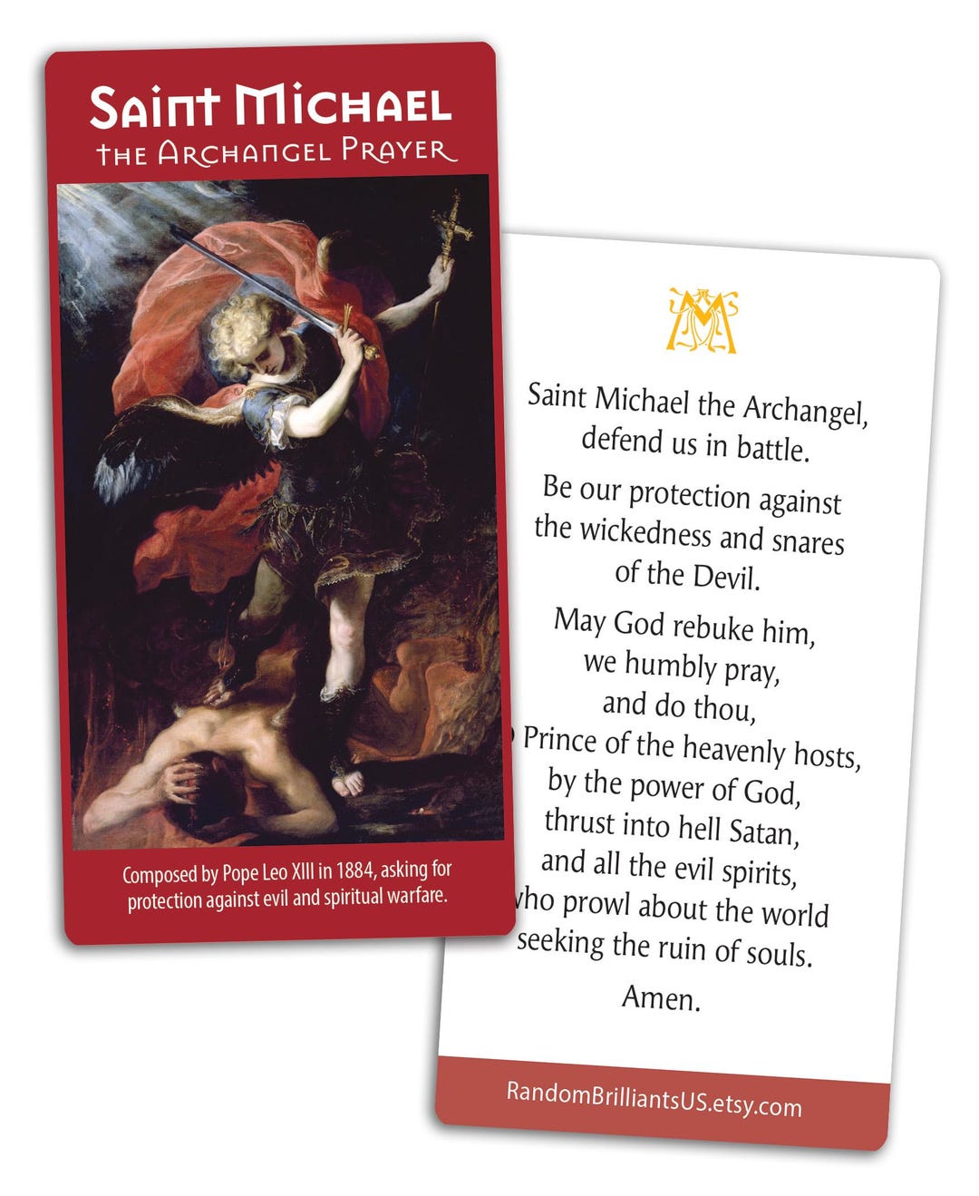 St Michael Prayer Card: Printable PDF Download - Etsy
