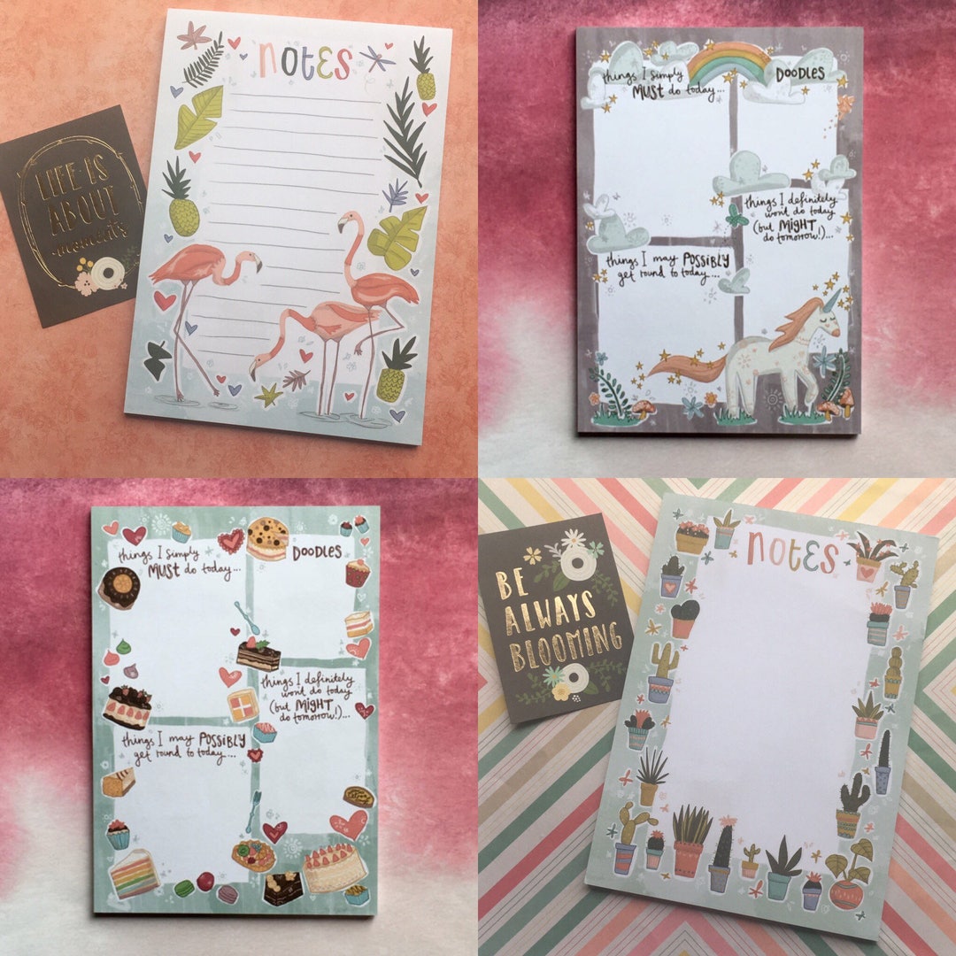 Set of 4 A5 Notepads List Pad Things to Do Note Pad Desk - Etsy