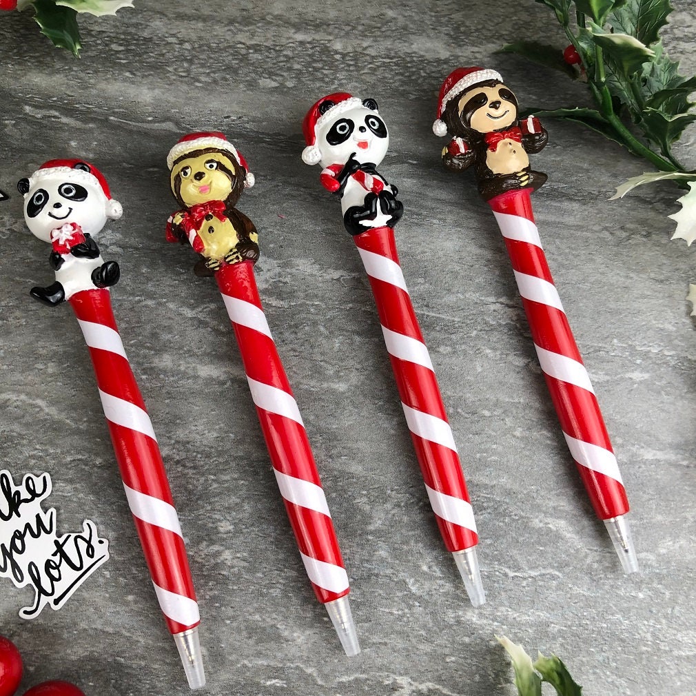 Cute Panda and Sloth Christmas Pens Sloth Pen Panda Pen - Etsy UK