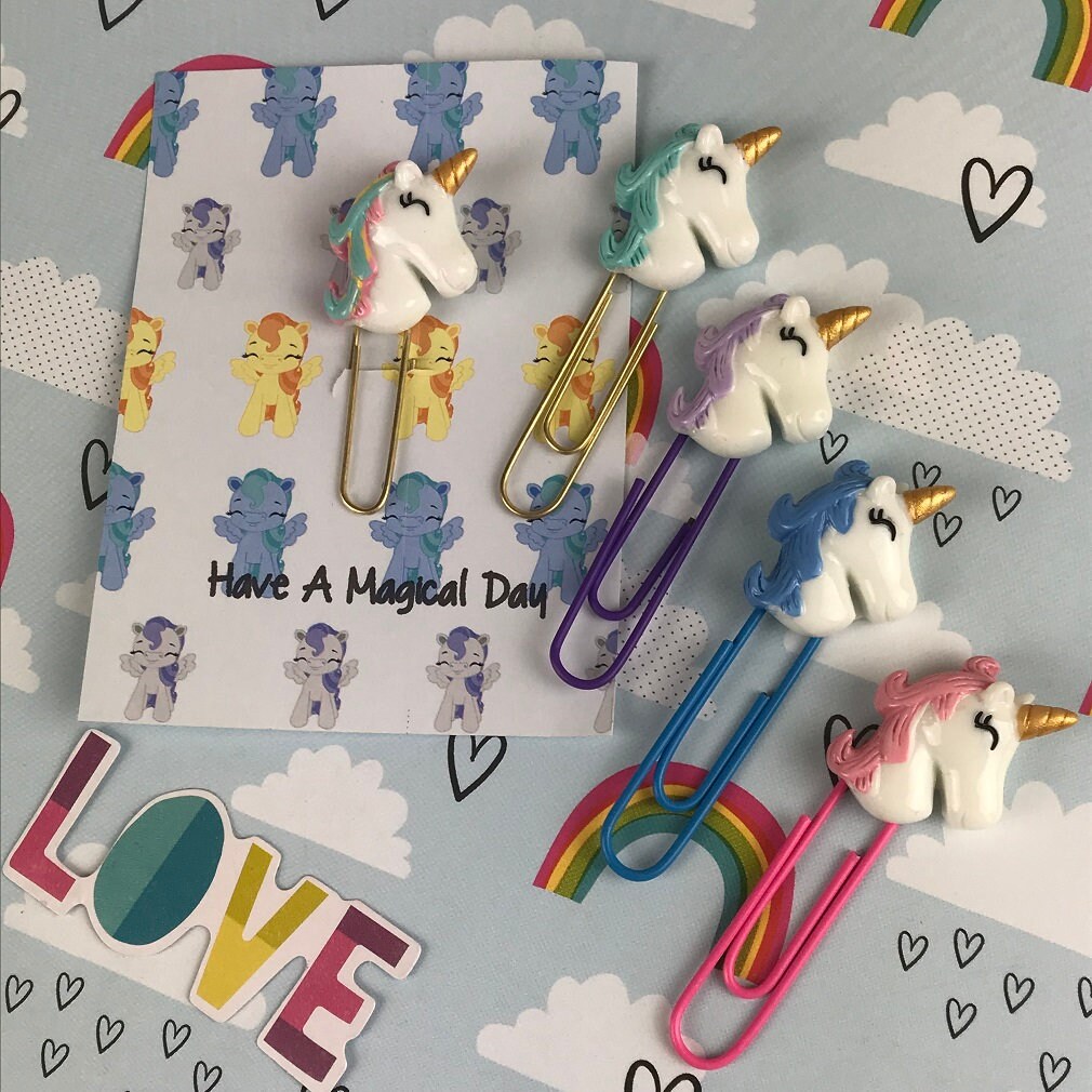 Unicorn Paper Clip Unicorn Unicorn Stationery Planner Clip | Etsy