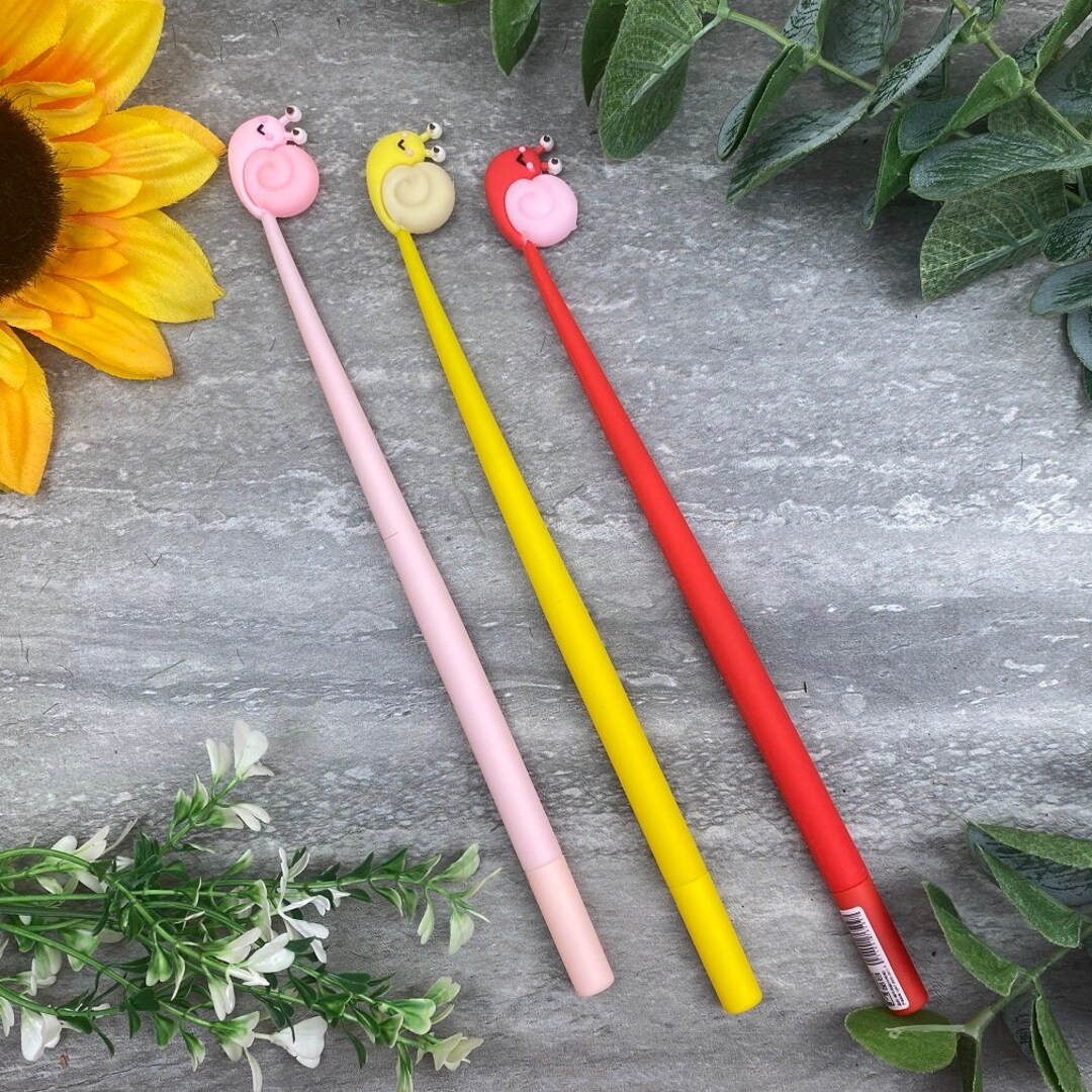 Cute Snail Wiggle Pen Cute Snail Pink Snail Pen Yellow - Etsy
