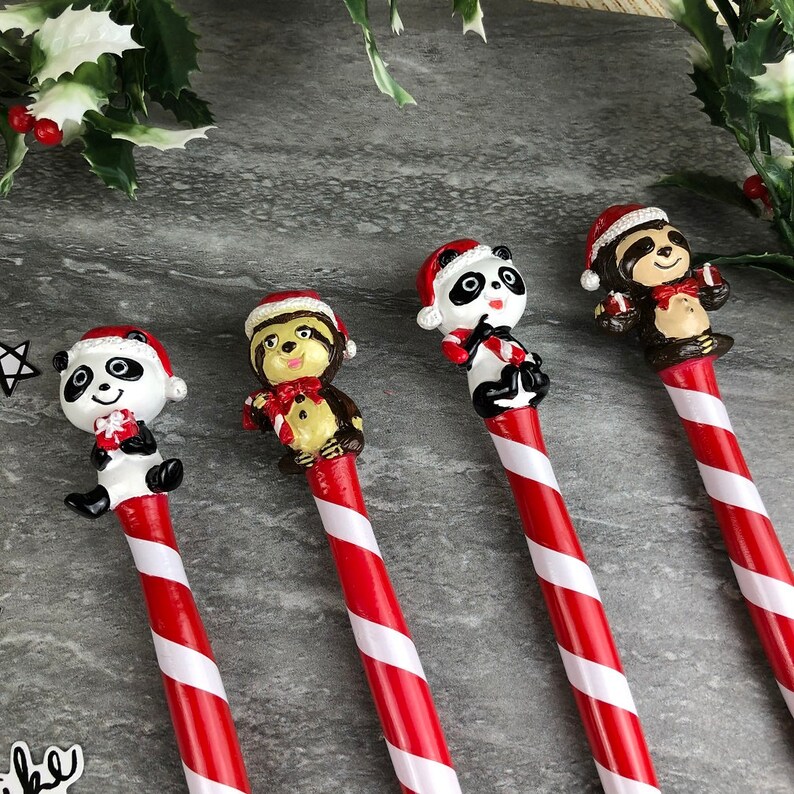 Cute Panda and Sloth Christmas Pens Sloth Pen Panda Pen - Etsy UK