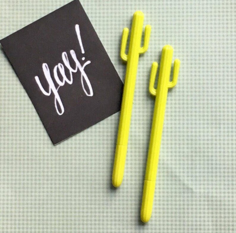 Cactus Gel Pen Dark Green Lime Green Olive Cactus Pen - Etsy
