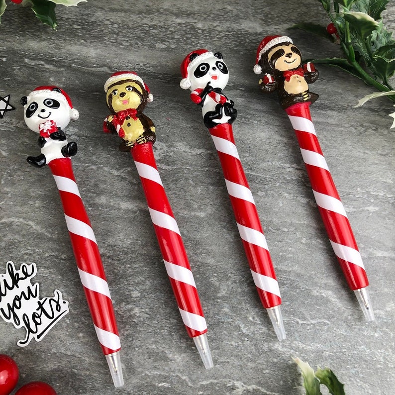 Cute Panda and Sloth Christmas Pens Sloth Pen Panda Pen - Etsy UK