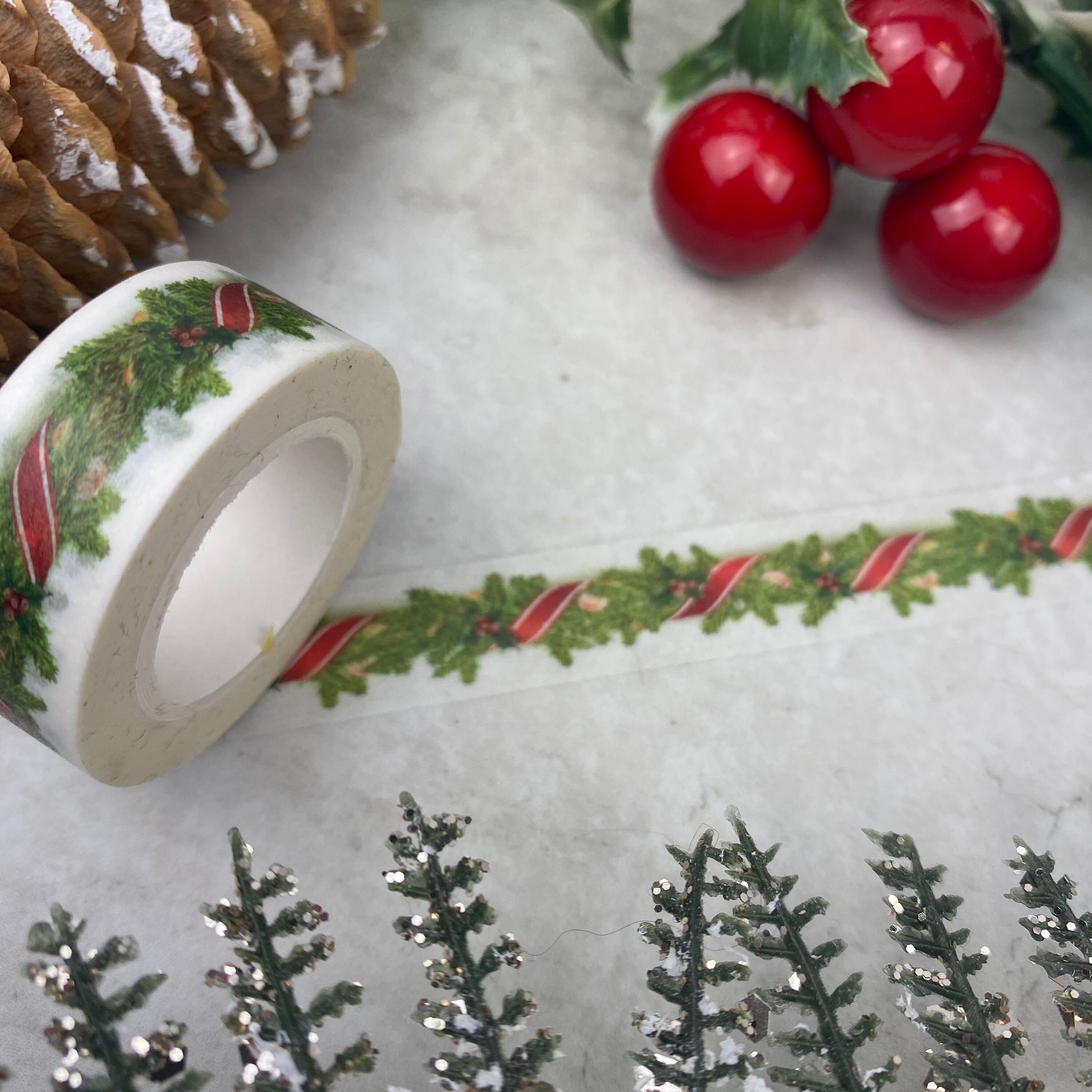 Christmas Wreath Washi Tape Festive Washi Tape Gift Wrapping | Etsy
