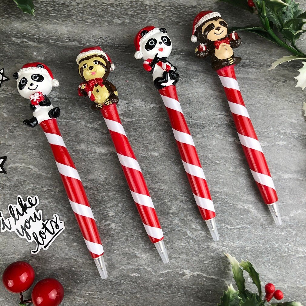 Cute Panda and Sloth Christmas Pens Sloth Pen Panda Pen - Etsy UK